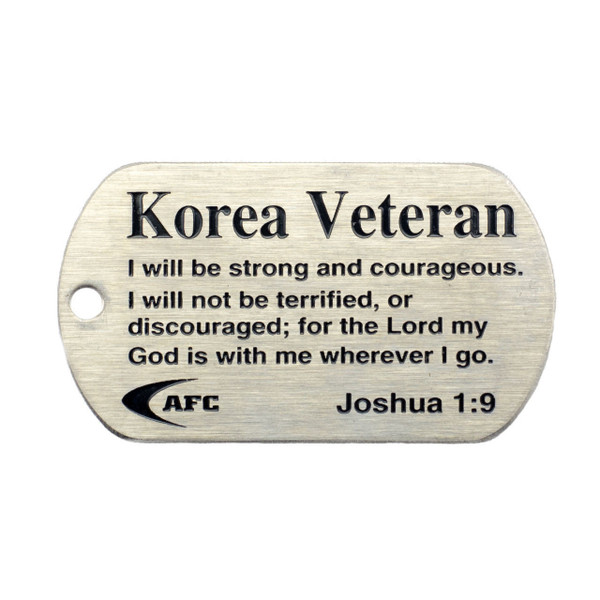Korean Veteran Stainless Steel Dog Tag - Josh. 1:9