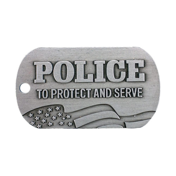 Police Antique Finish Dog Tag Necklace-Joshua 1:9