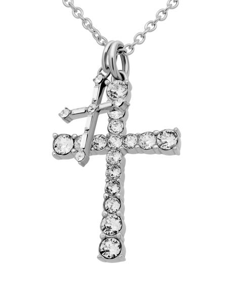 Swarovski Crystal Double Cross Necklace - Is 46:4 John 19:30