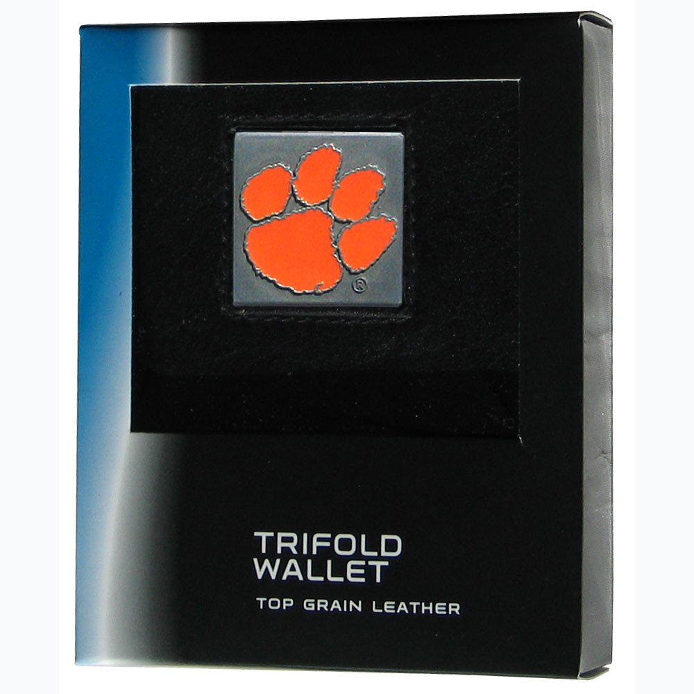 Clemson Tigers Deluxe Leather Tri-fold Wallet - Dragon Sports