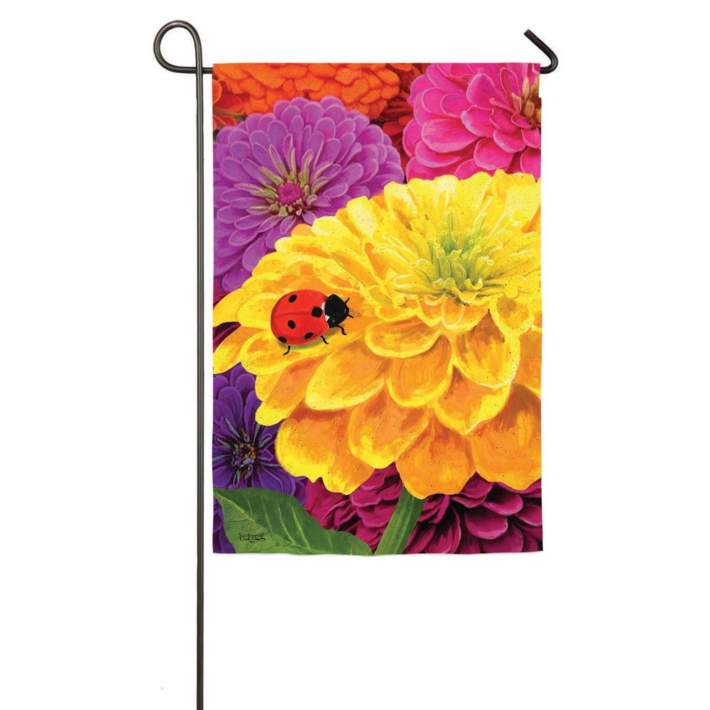 Ladybug Yellow Zinnia Flower Garden Flag - Dragon Sports
