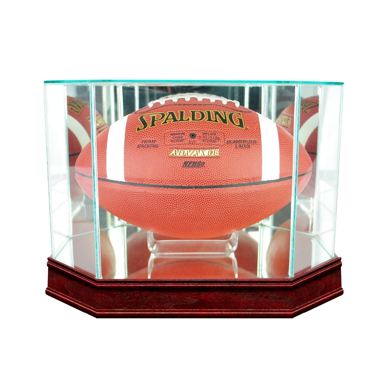 Octagon Football Glass Display Case - Cherry Sport Base - UV50 - Dragon ...