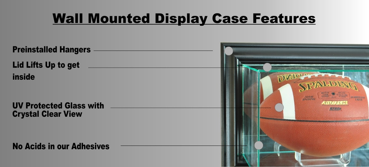 Vertical Wall Mounted Football Glass Display Case - Black - UV99 ...