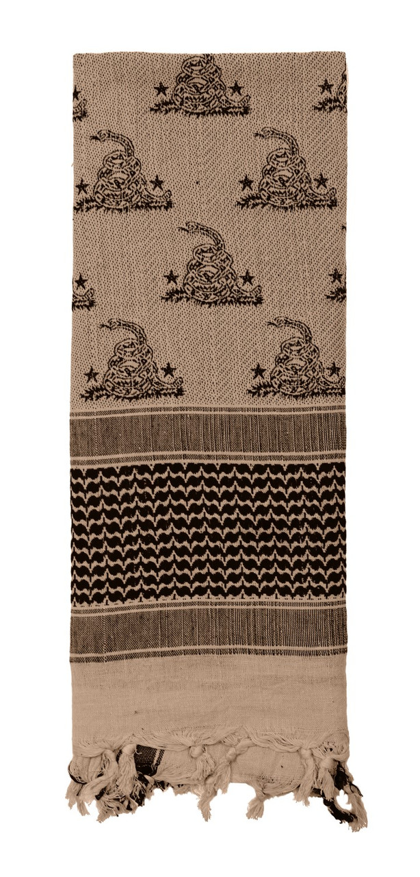Tan Don't Tread On Me Snake Shemagh Tactical Scarf - Dragon Sports