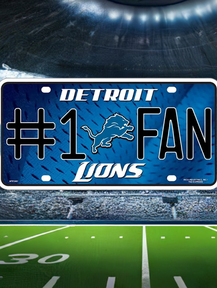 Detroit Lions NFL #1 Fan Metal License Plate - Dragon Sports