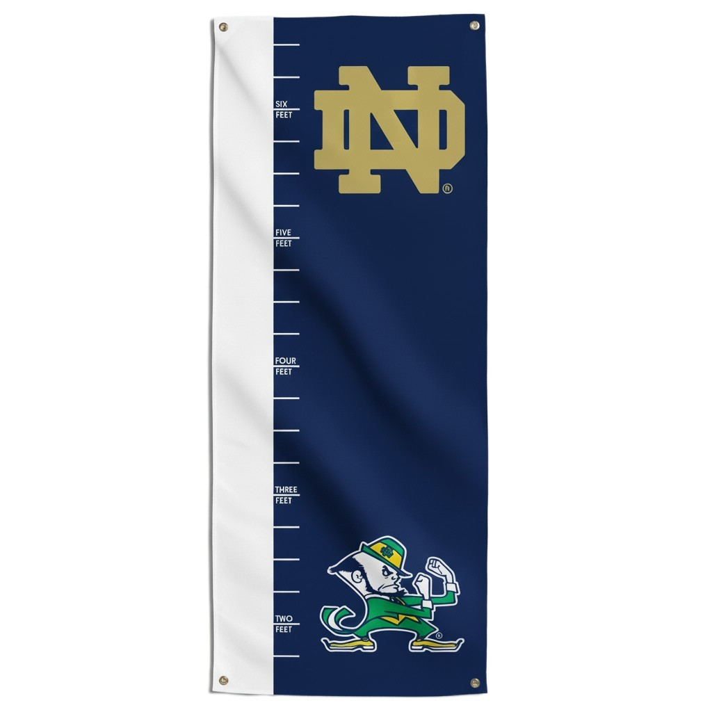 Notre Dame Fighting Irish NCAA Growth Chart Banner - ND & Mascot Logo