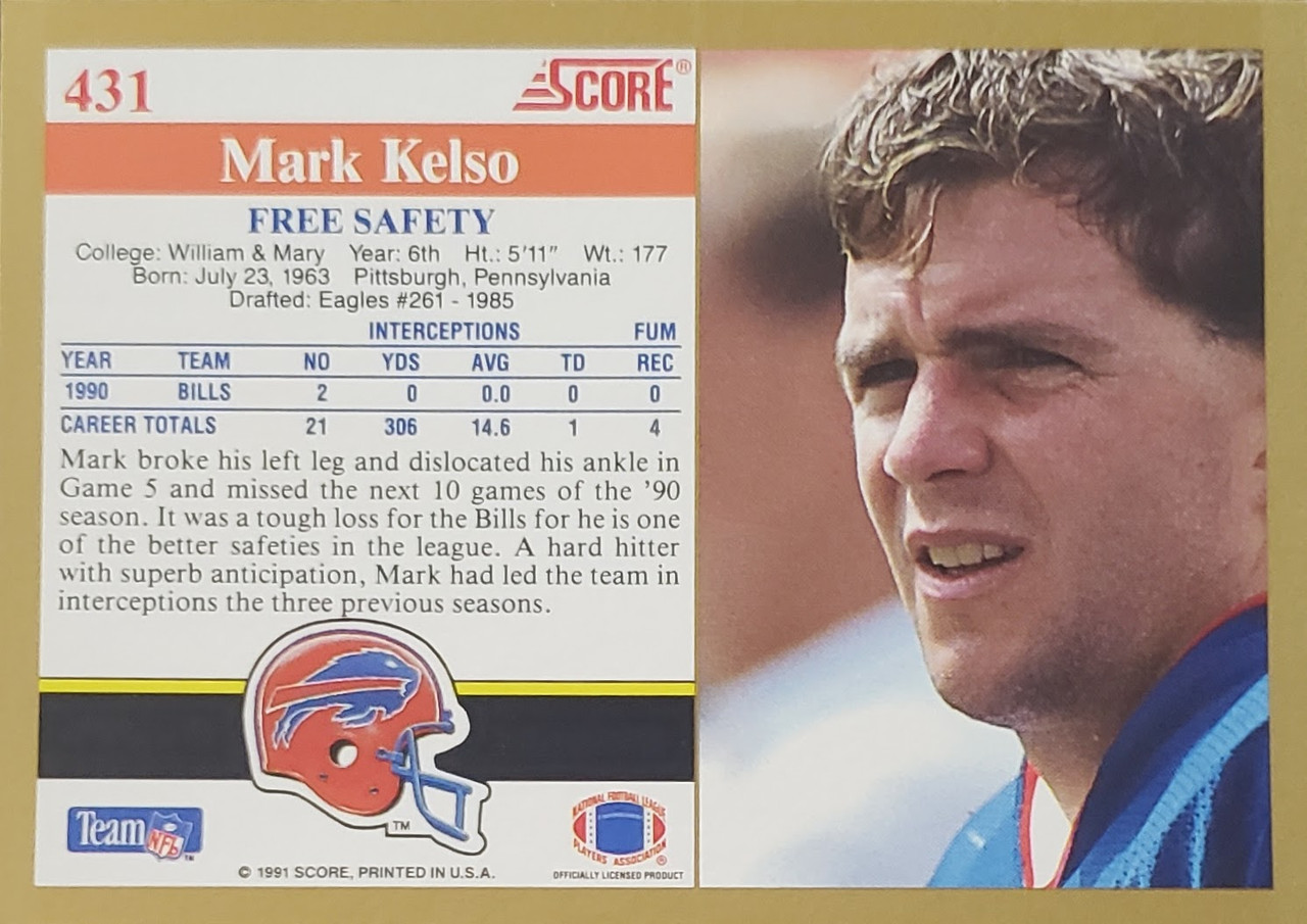 Mark Kelso - Buffalo Bills - 1991 Score Card #431 - Dragon Sports