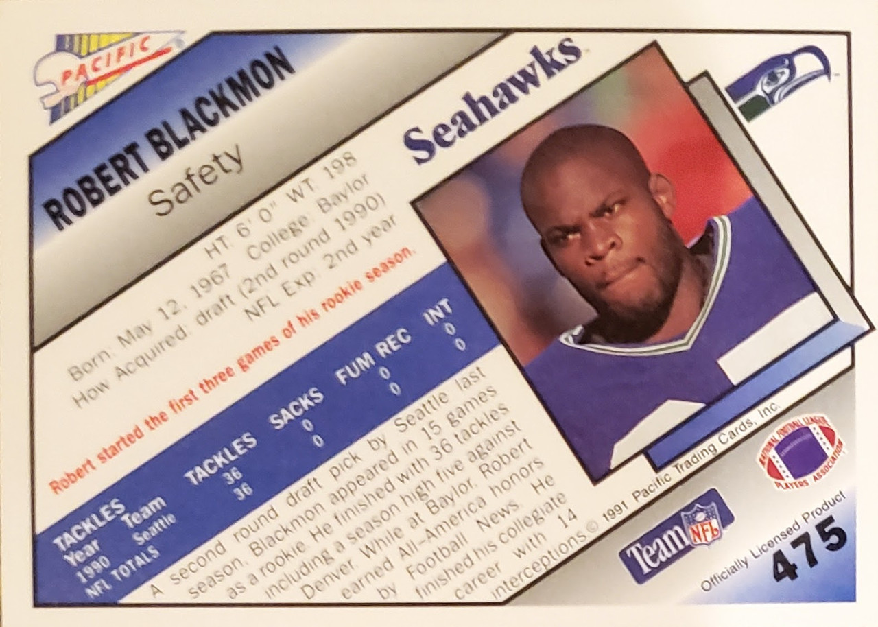 Robert Blackmon- Seattle Seahawks - 1991 Pacific Card #475 - Dragon Sports