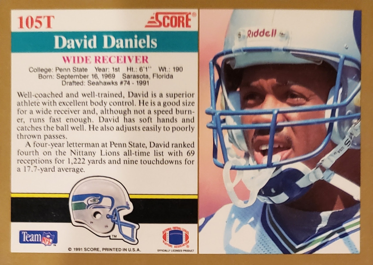 David Daniels - Seattle Seahawks - 1991 Score Card #105T - Dragon Sports