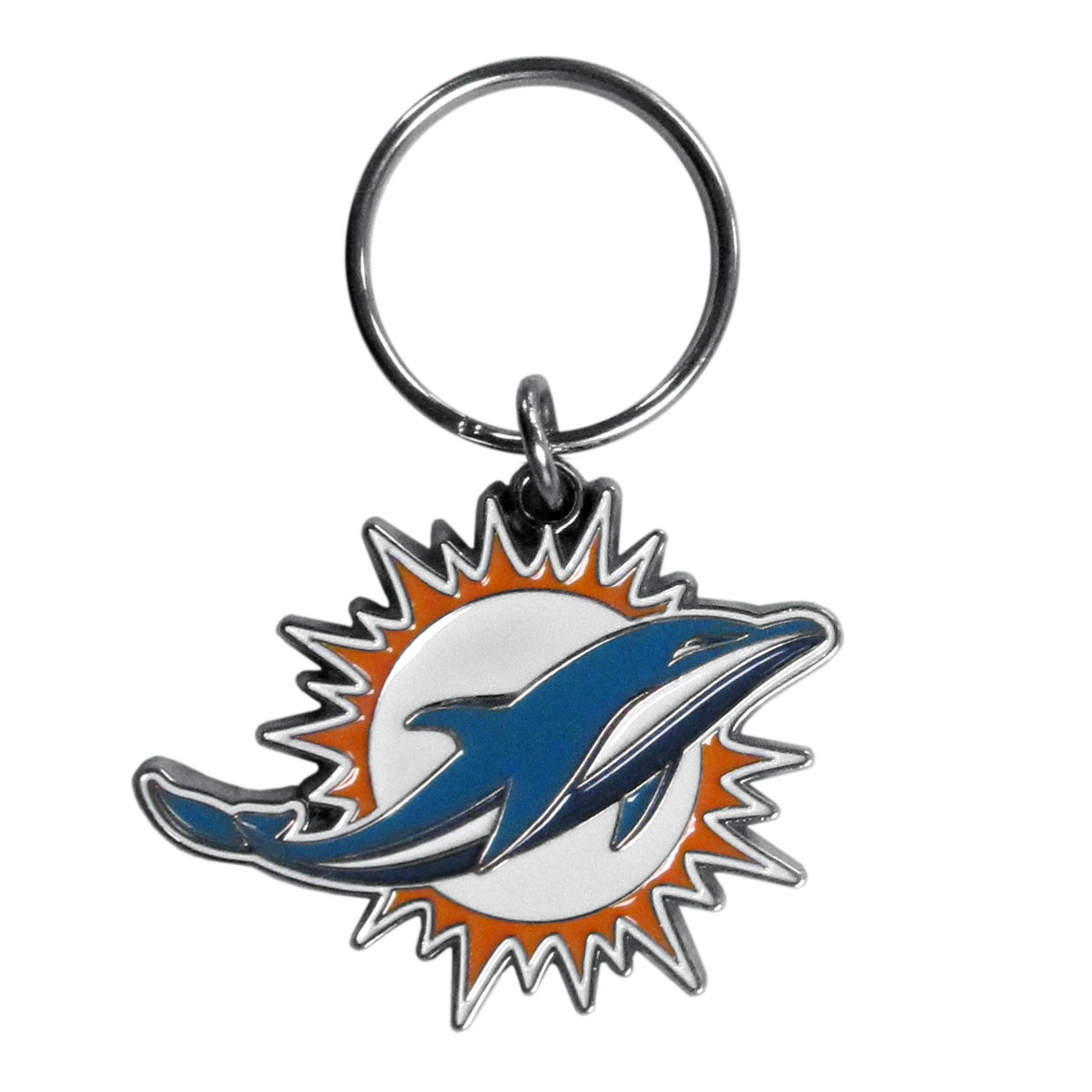 Miami Dolphins Enameled Chrome Key Chain - Dragon Sports