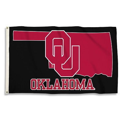 Oklahoma Sooners NCAA Black State Outline Flag - Dragon Sports