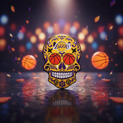 Los Angeles Lakers NBA Sugar Skull Logo Pin - Dragon Sports