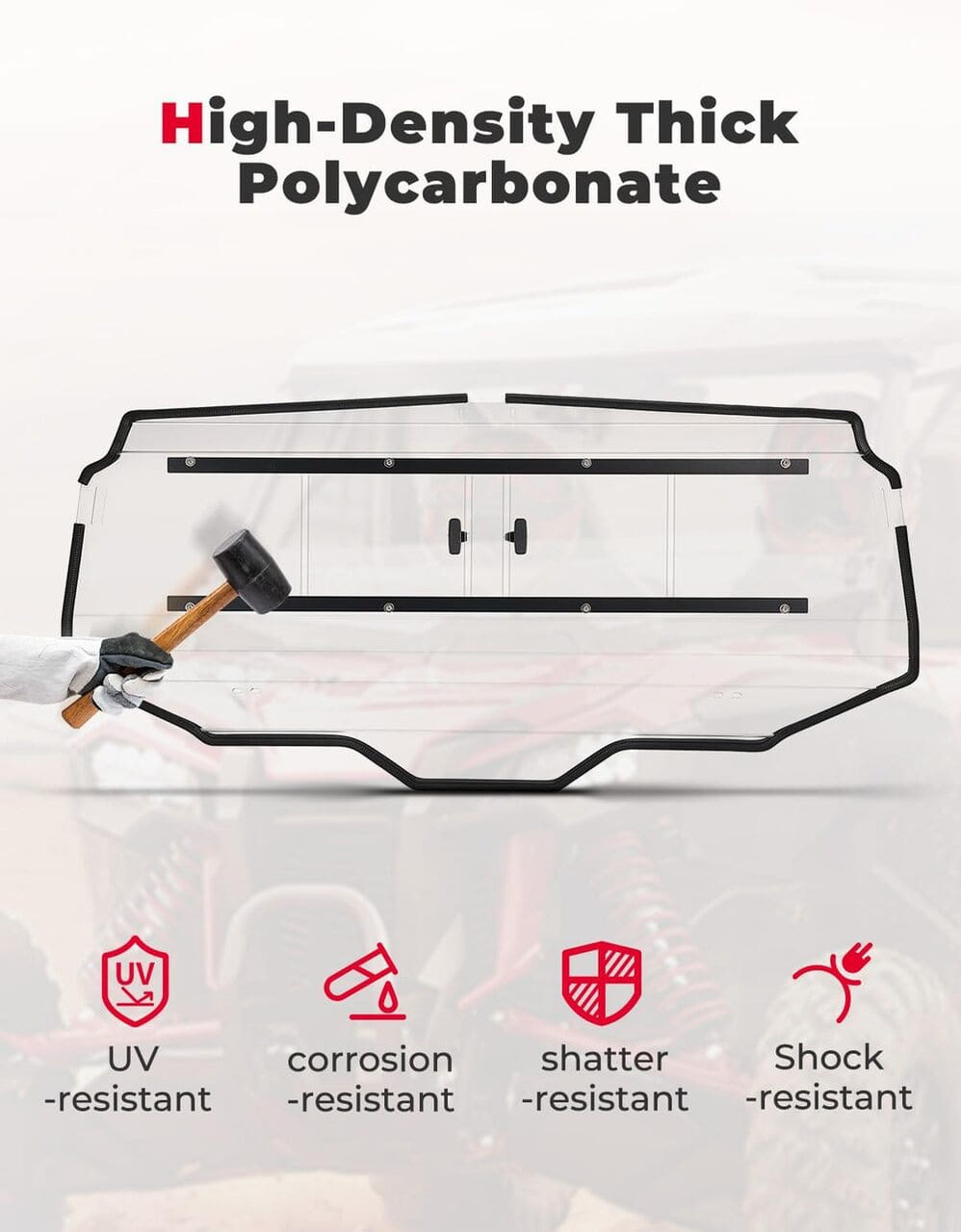 Kemimoto Honda Talon 1000X-4 Vented UTV Rear Windshield