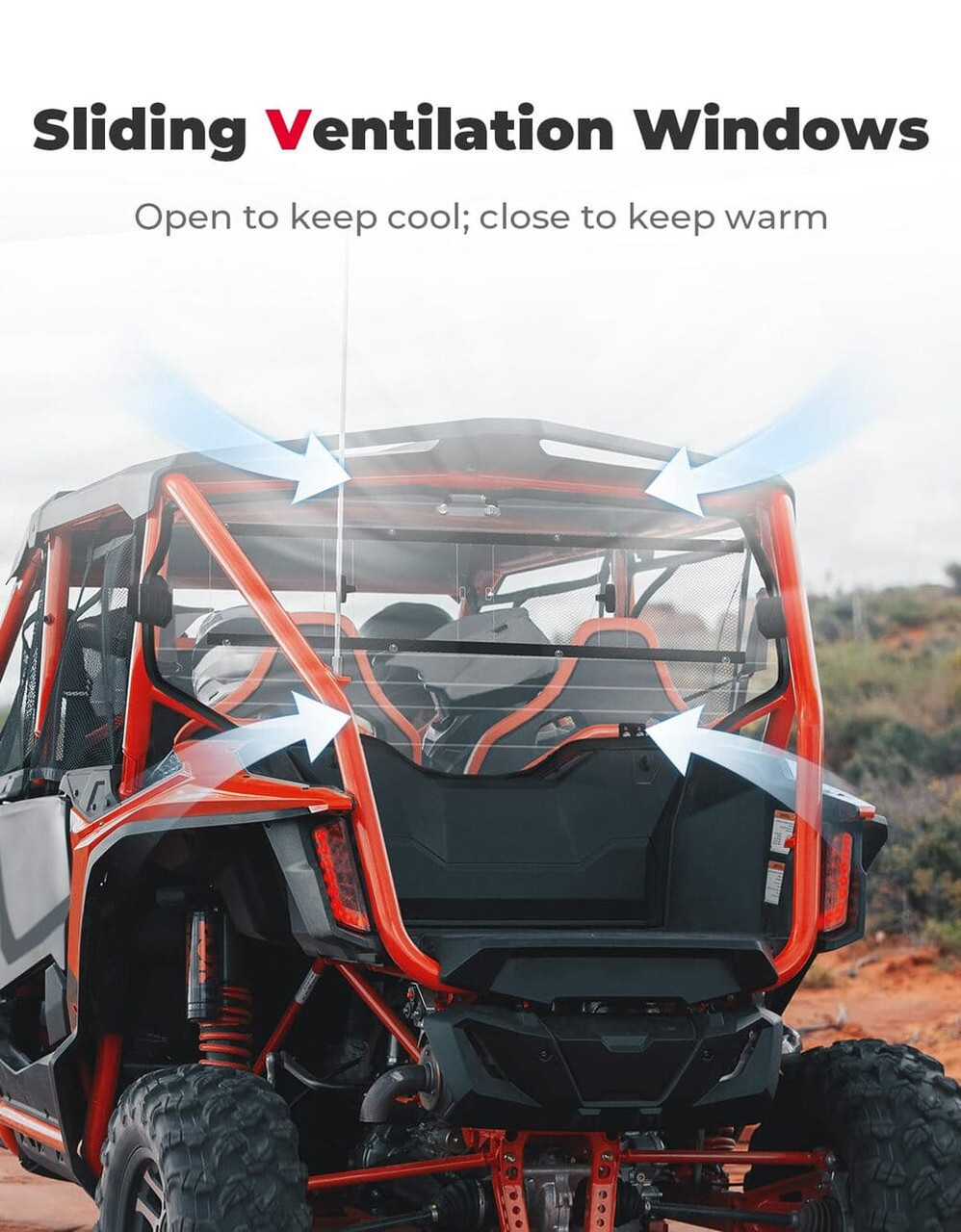 Kemimoto Honda Talon 1000X-4 Vented UTV Rear Windshield