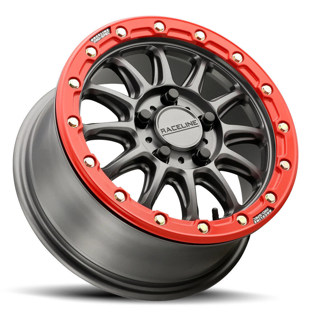 Raceline Gunmetal Red A14GR Alpha Offroad Wheel Tire Kit
