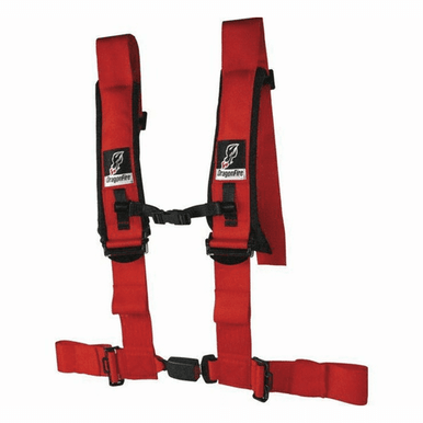 DragonFire Racing H Style 4-Point EZ-Adjust Harness (Red) (3" Buckle)