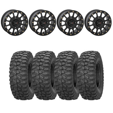 System 3 Matte Black SB-5 Rockabilly Wheel Tire Kit