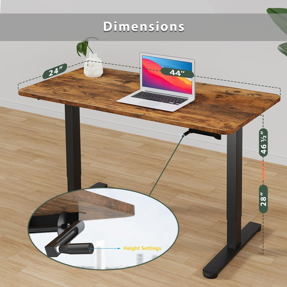 Home Office Height Adjustable Standing Desk Computer Desk Rustic