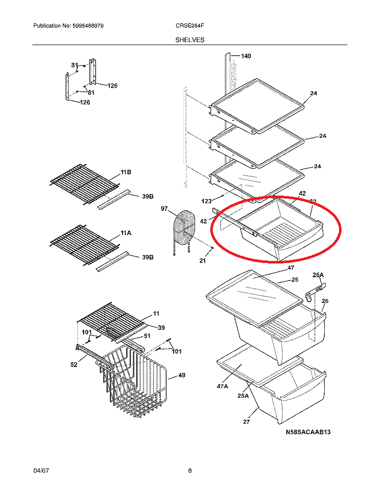 Top Pan Meat Drawer Compatible with Frigidaire Electrolux Refrigerator ...