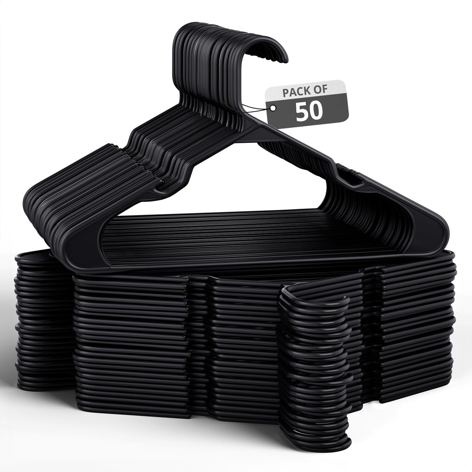 Pack of 50 Durable Slim Plastic Hangers - Stylish & Space-Saving Design ...