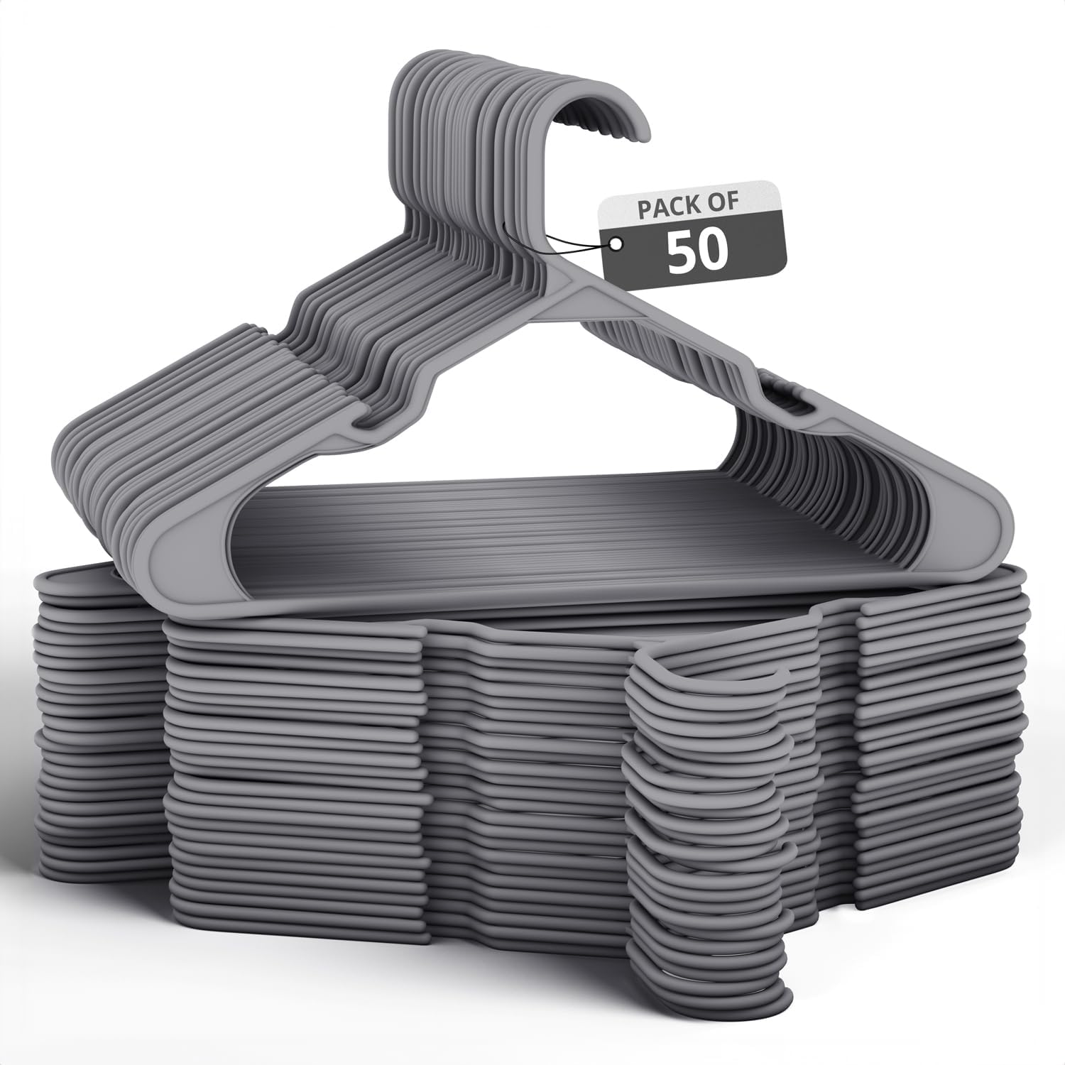 Pack of 50 Durable Slim Plastic Hangers - Stylish & Space-Saving Design ...