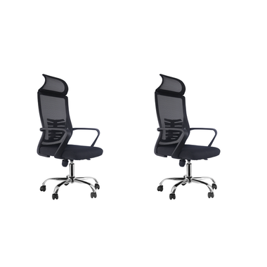 2x Home Office Black Chair Ergonomic Desk Chair Mesh Computer Chair ...