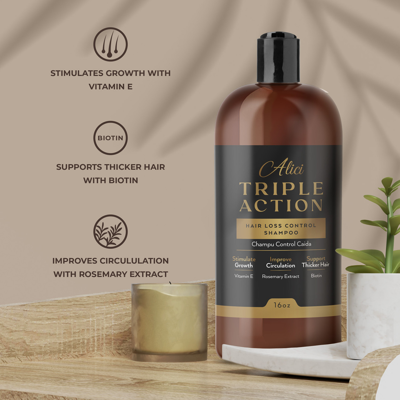 Alici Triple Action Hair Growth Shampoo with Biotin, Menthol and ...