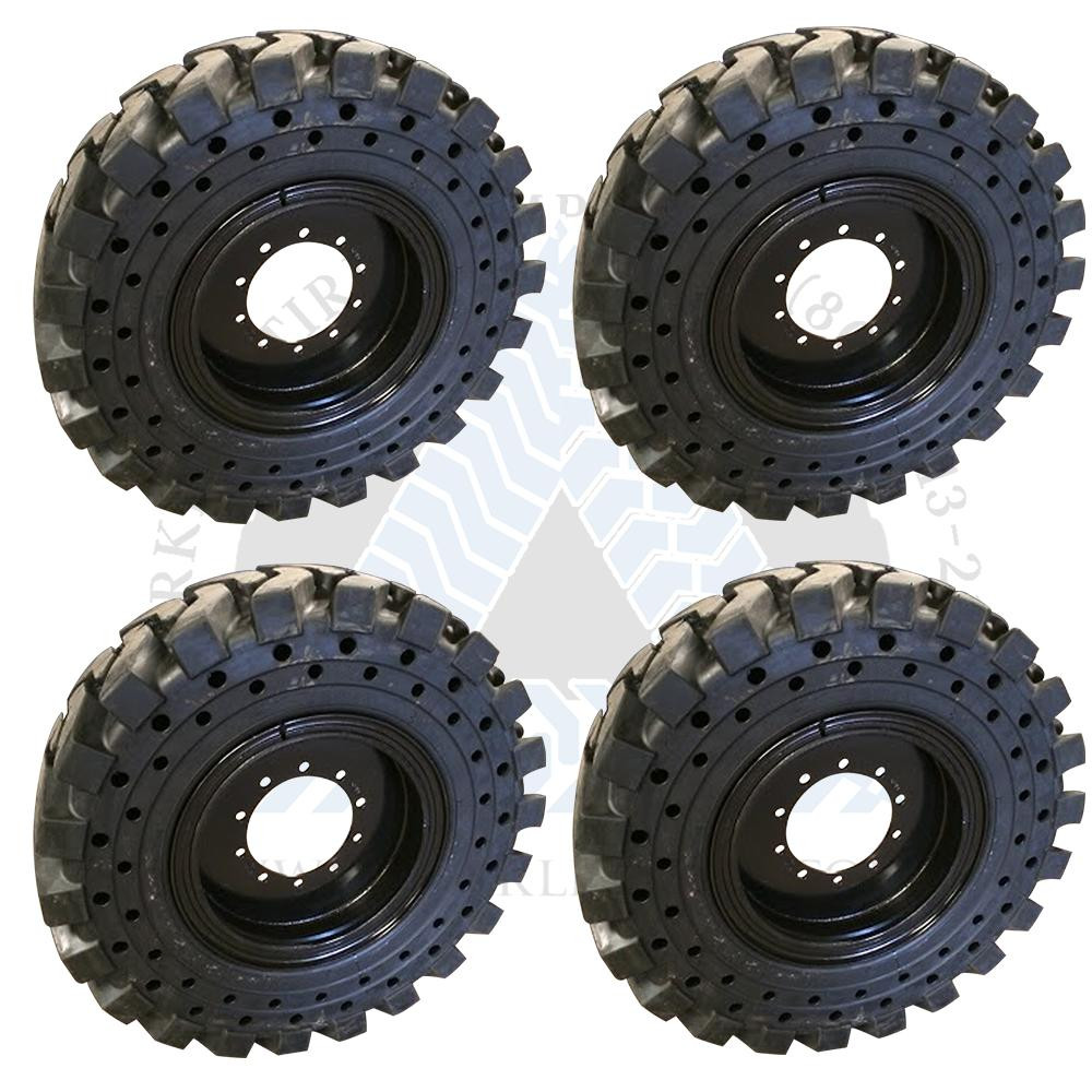 13.00-24 NM Solid Tires on 8.5x24 Wheels Mounted – 4X