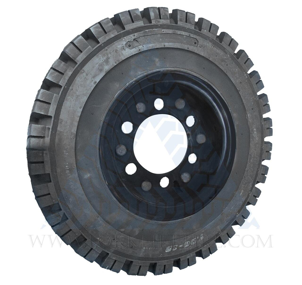 Buy Black Forklift Resilient Tire & Wheel | 12x5 6-Hole Split Wheel ...