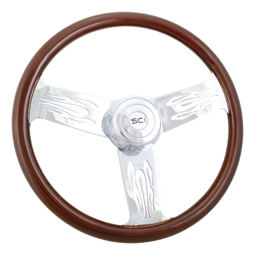 Steering Wheels - 3-Hole Bolt Pattern - 18" Wheels - Wood - Steering ...
