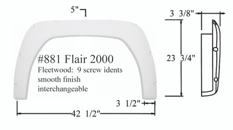 #881 Fleetwood RV fiberglass single fender skirt - ICON Technologies