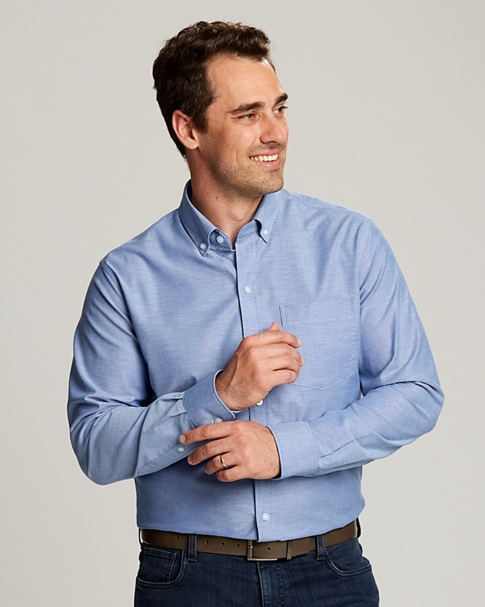Cutter And Buck Stretch Oxford Mens Big And Tall Long Sleeve Dress Shirt
