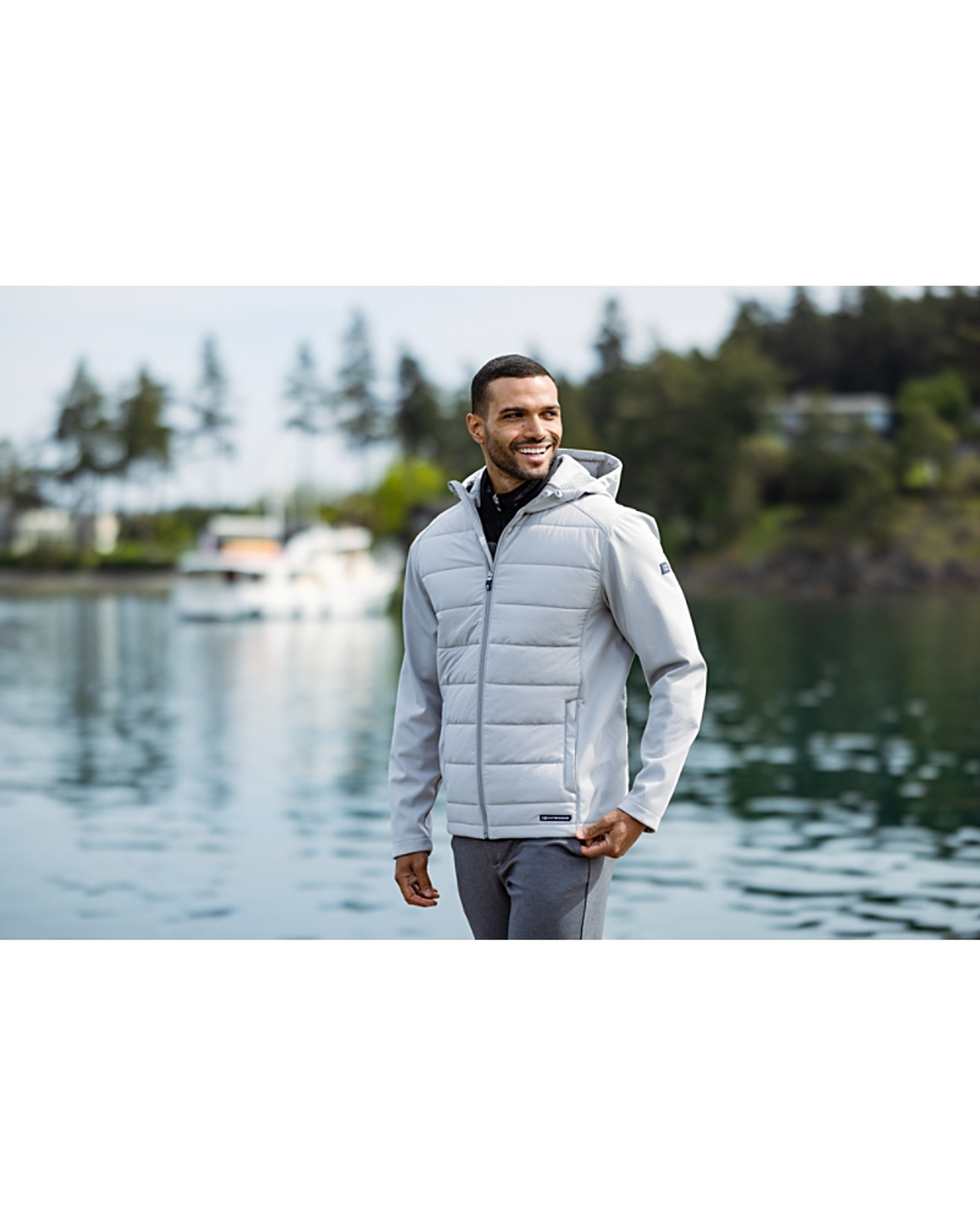 Cutter And Buck Evoke Hybrid Eco Softshell Recycled Full Zip Mens Hooded