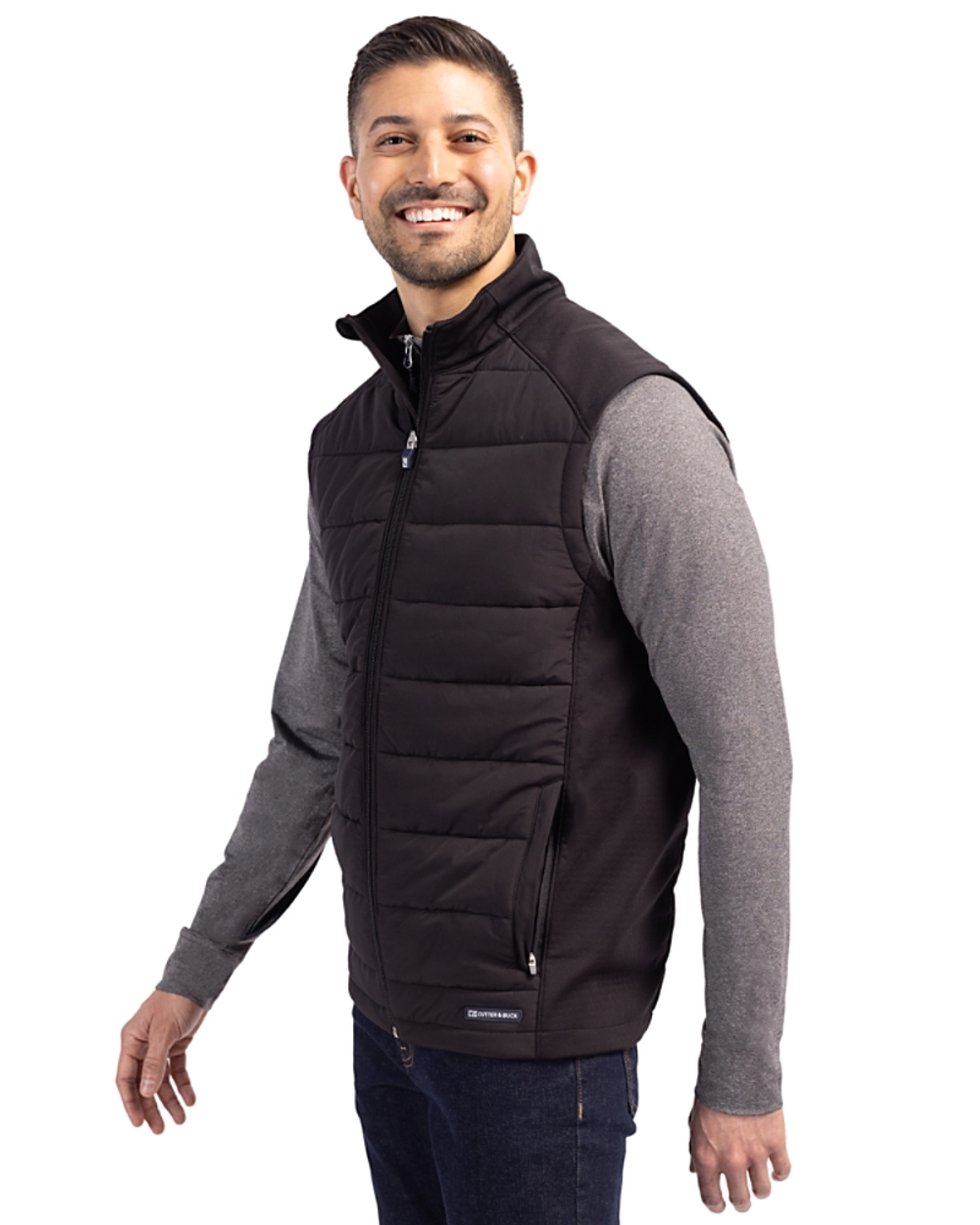 Cutter And Buck Evoke Hybrid Eco Softshell Recycled Mens Full Zip Vest