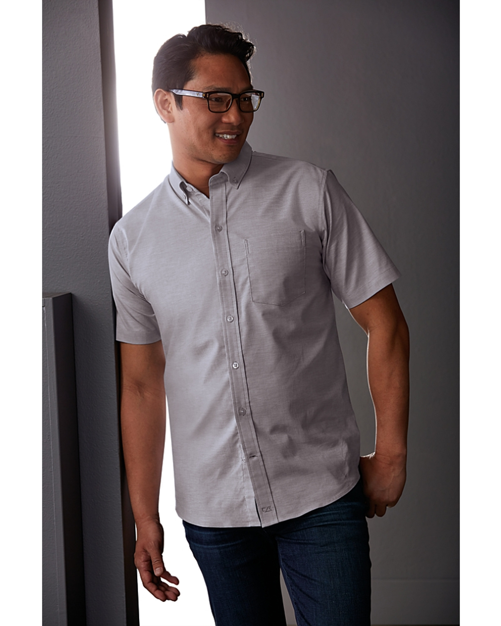 Cutter And Buck Stretch Oxford Mens Short Sleeve Dress Shirt Cutter And Buck