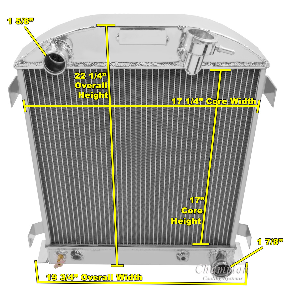 1932 Ford Chopped Model B All Aluminum Radiator - Reliable Radiator