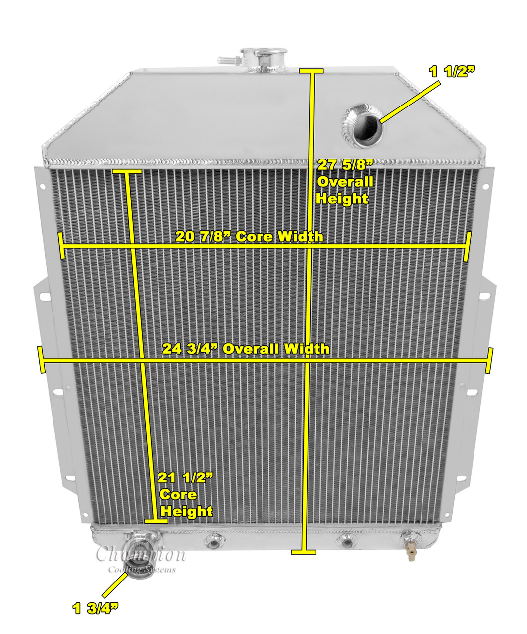 1948-1952 Ford F Series (Ford V8 Application) All Aluminum Radiator ...