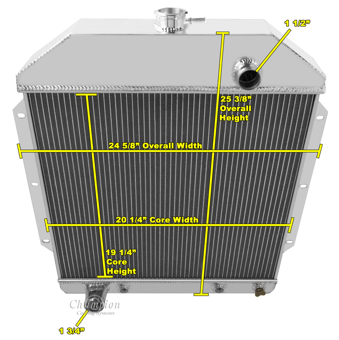 1949-1952 Ford Custom (Ford V8 Application) All Aluminum Radiator ...