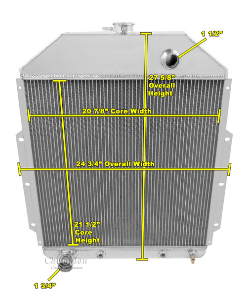 1948-1952 Ford F1 (Ford V8 Application) All Aluminum Radiator ...
