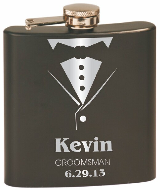 Custom Engraved Stainless Steel Flask in Matte Black - Northwest Gifts