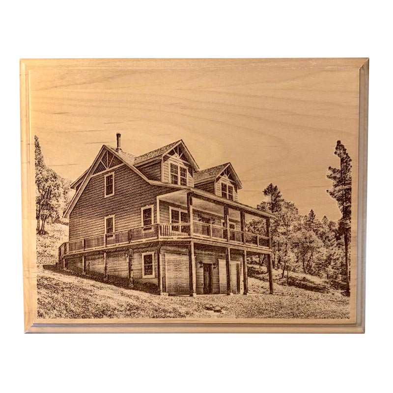 Custom Engraved House Portrait Alder Wood Plaque Real Estate Closing ...