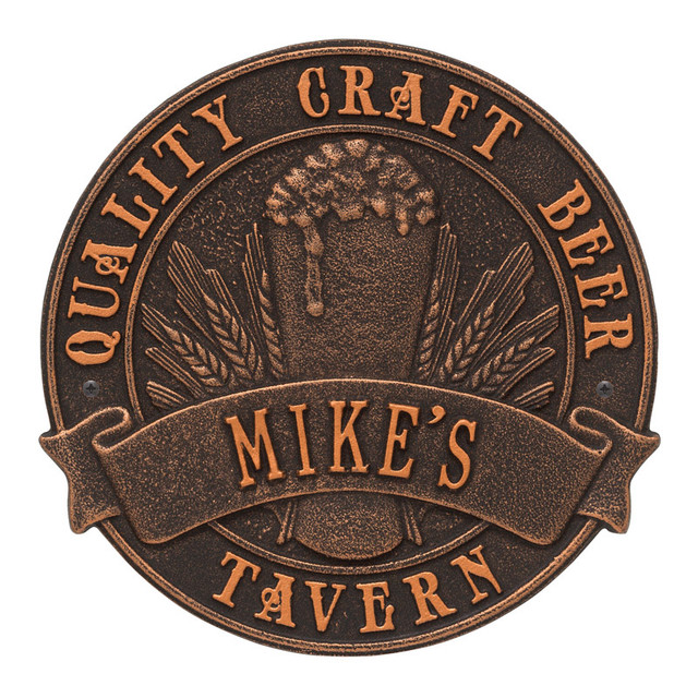 Quality Craft Beer Tavern Round Plaque Custom Metal Home Bar Sign ...