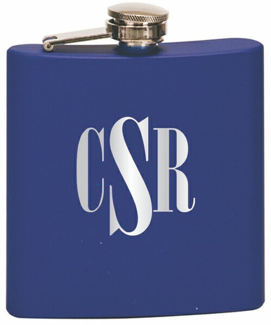 Custom Engraved Stainless Steel Flask in Matte Blue - Northwest Gifts