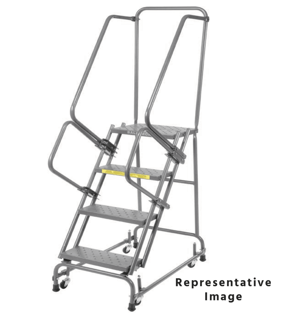Spring Loaded Caster Ladders, 4 Step, 20 In Wide Base, 14 in Deep Top ...
