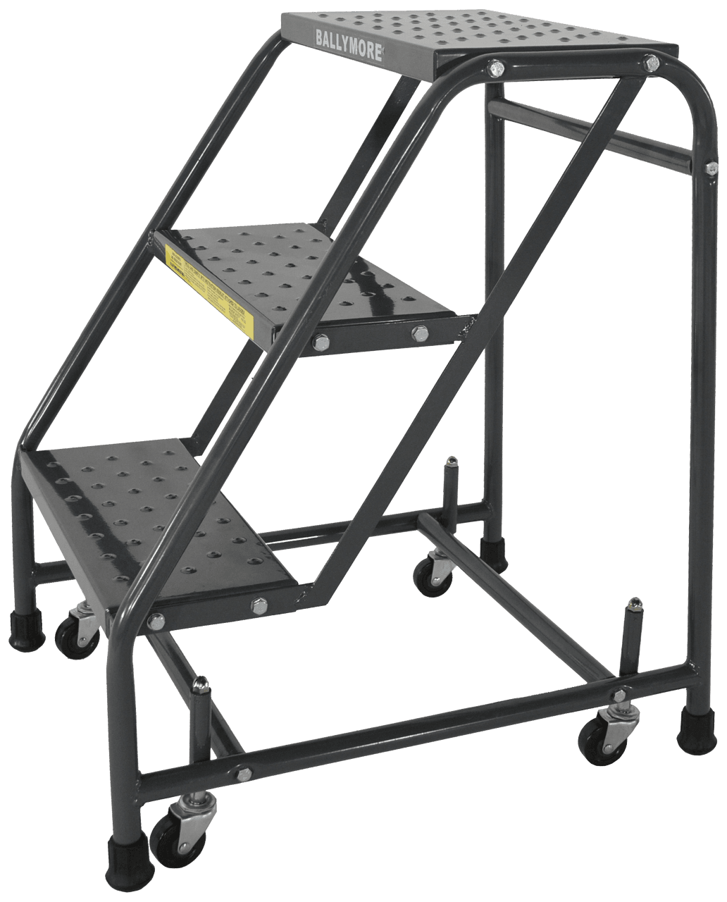 Spring Loaded Caster Ladders, 3 Step, No Rails 30" Wide Base, 10" Deep ...