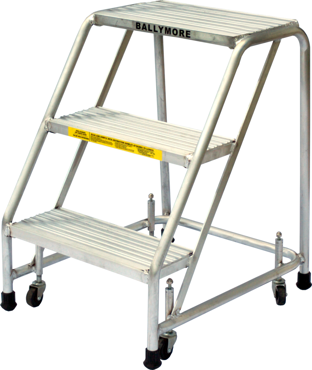 Aluminum Ladder, 3 Step, 30" Wide Base, 10" Deep Top Step, Serrated ...
