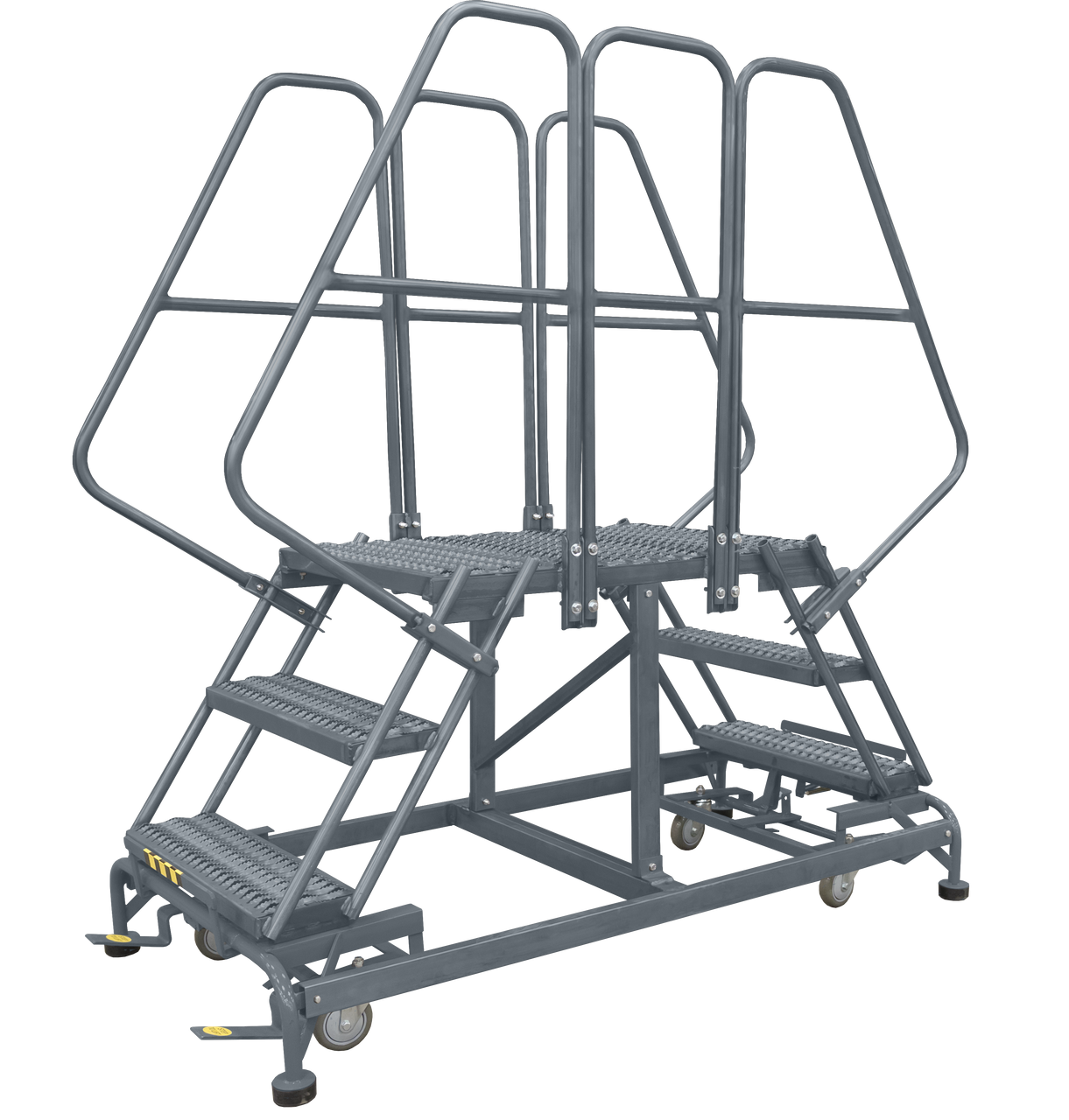 Double Entry Work Platforms with Handrails, 3 Step, 38 In Wide Base, 48 ...