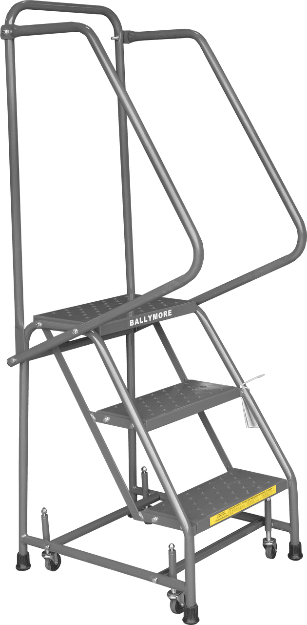 Spring Loaded Caster Ladders, 3 Step, 30" Wide Base, 10" Deep Top Step ...