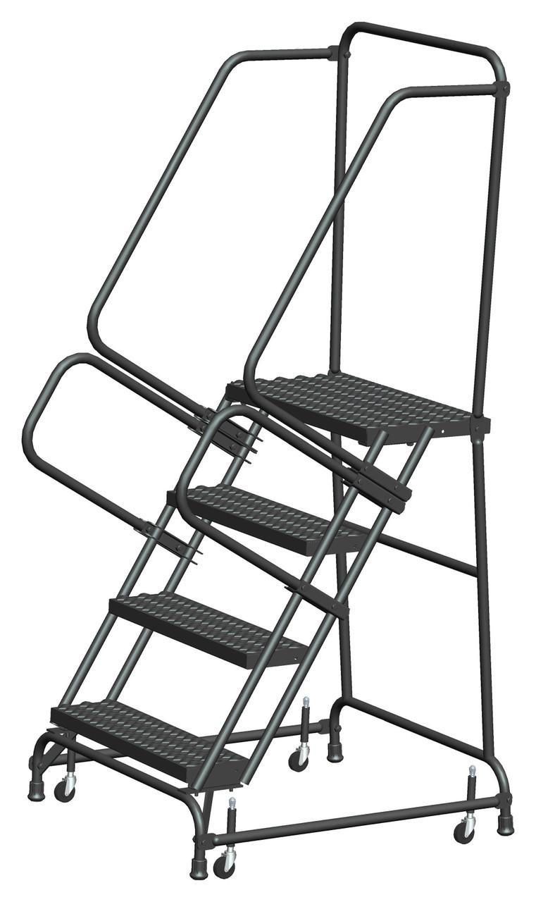 Spring Loaded Caster Ladders, 4 Step, 30" Wide Base, 10" Deep Top Step ...