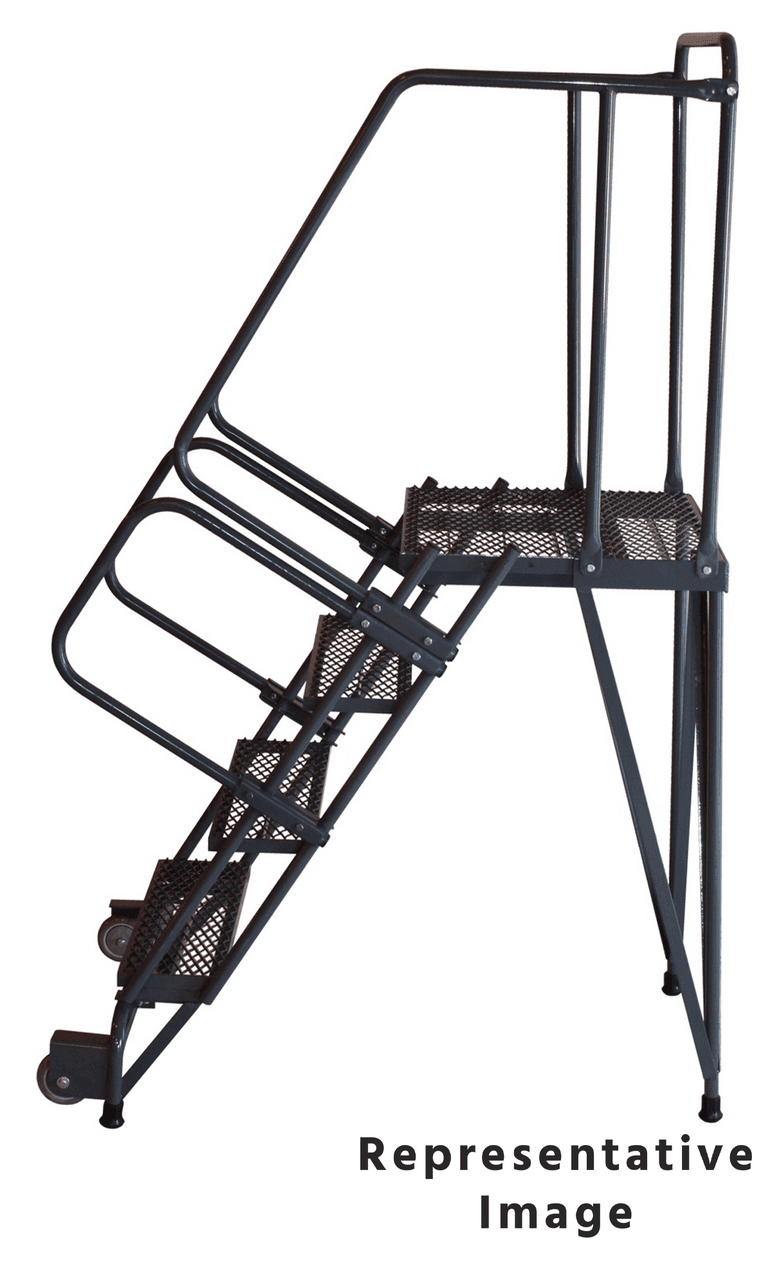 Tilt & Roll Ladders, 5 Step, 26" Wide Base, 21" Deep Top Step, Expanded ...